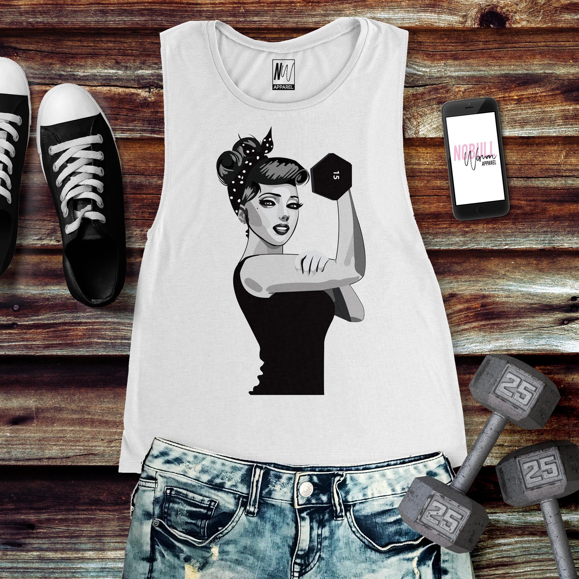 Modern Rosie the Riveter Flowy Muscle Tank - Pick Color – NobullWoman ...